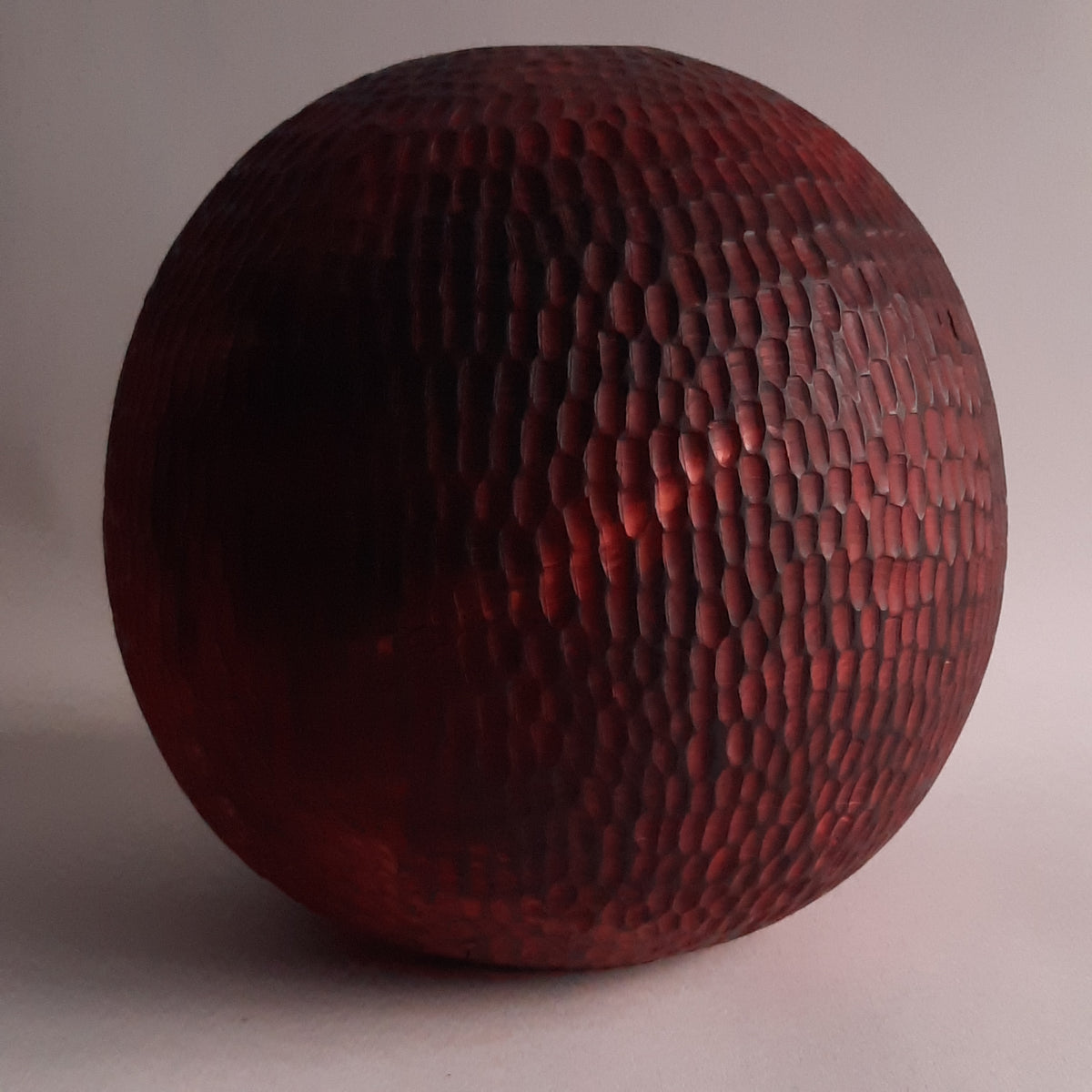 Red textured form – Richard West Woodturner
